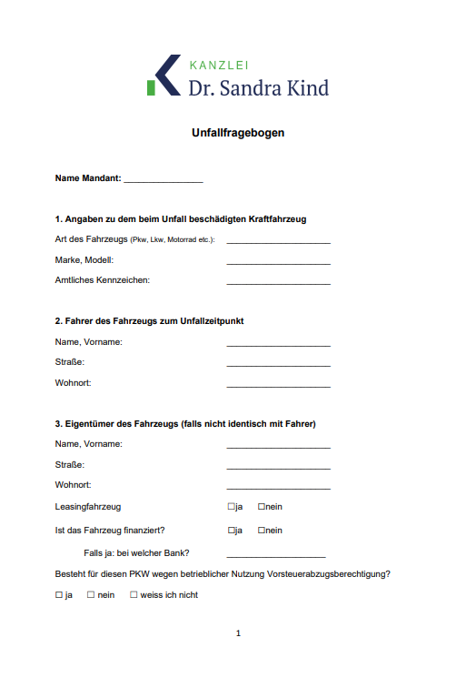 Formulare | Kanzlei Dr. Sandra Kind | Arbeitsrecht Verkehrsrecht Montabaur